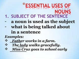 Uses of nouns | PPT