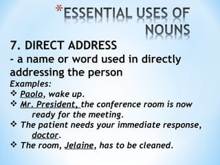 Uses of nouns | PPT