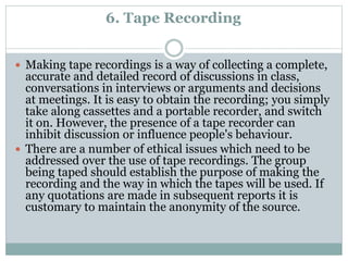 Uses of observational techniques. | PPTX