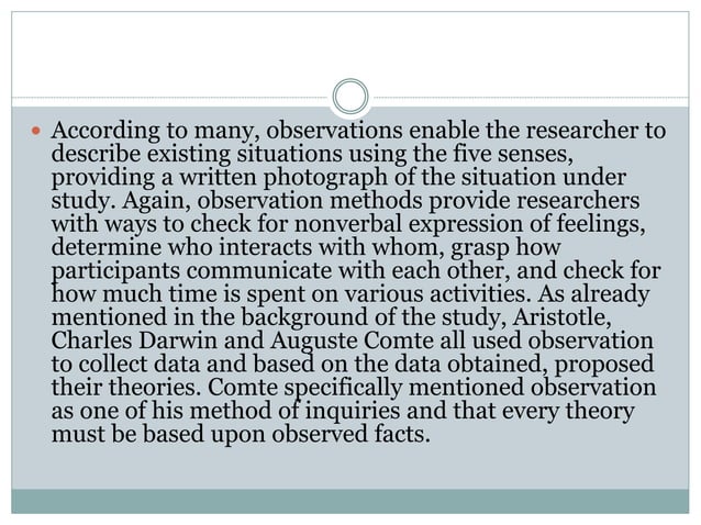 Uses of observational techniques. | PPTX