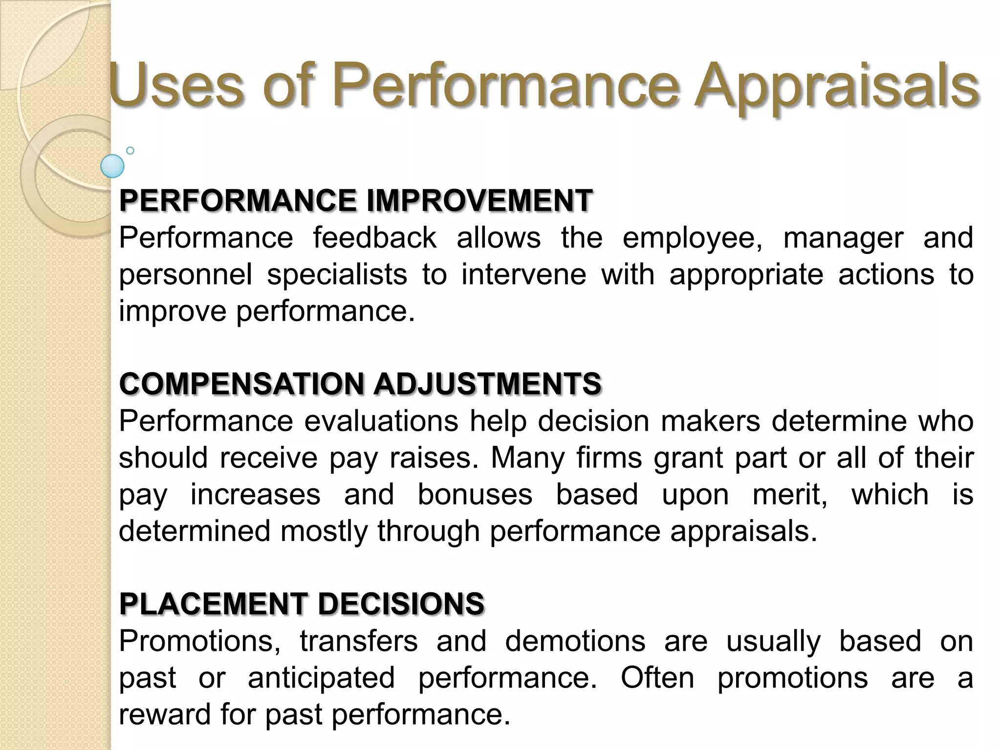 Uses of performance appraisals | PPTX