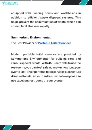 Uses of Portable Toilet Services in Building Projects and Special ...