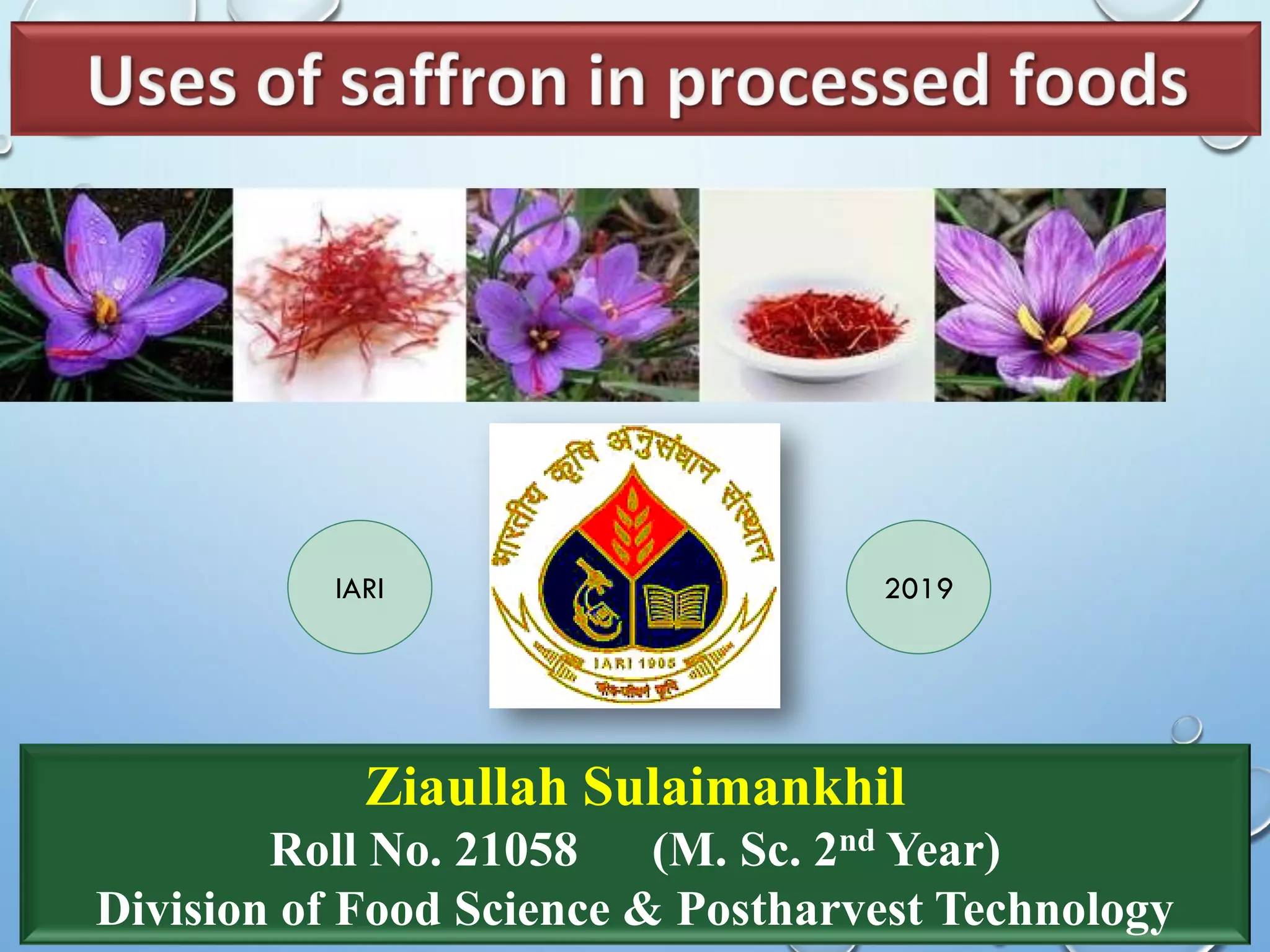 Uses of saffron in processed foods | PDF