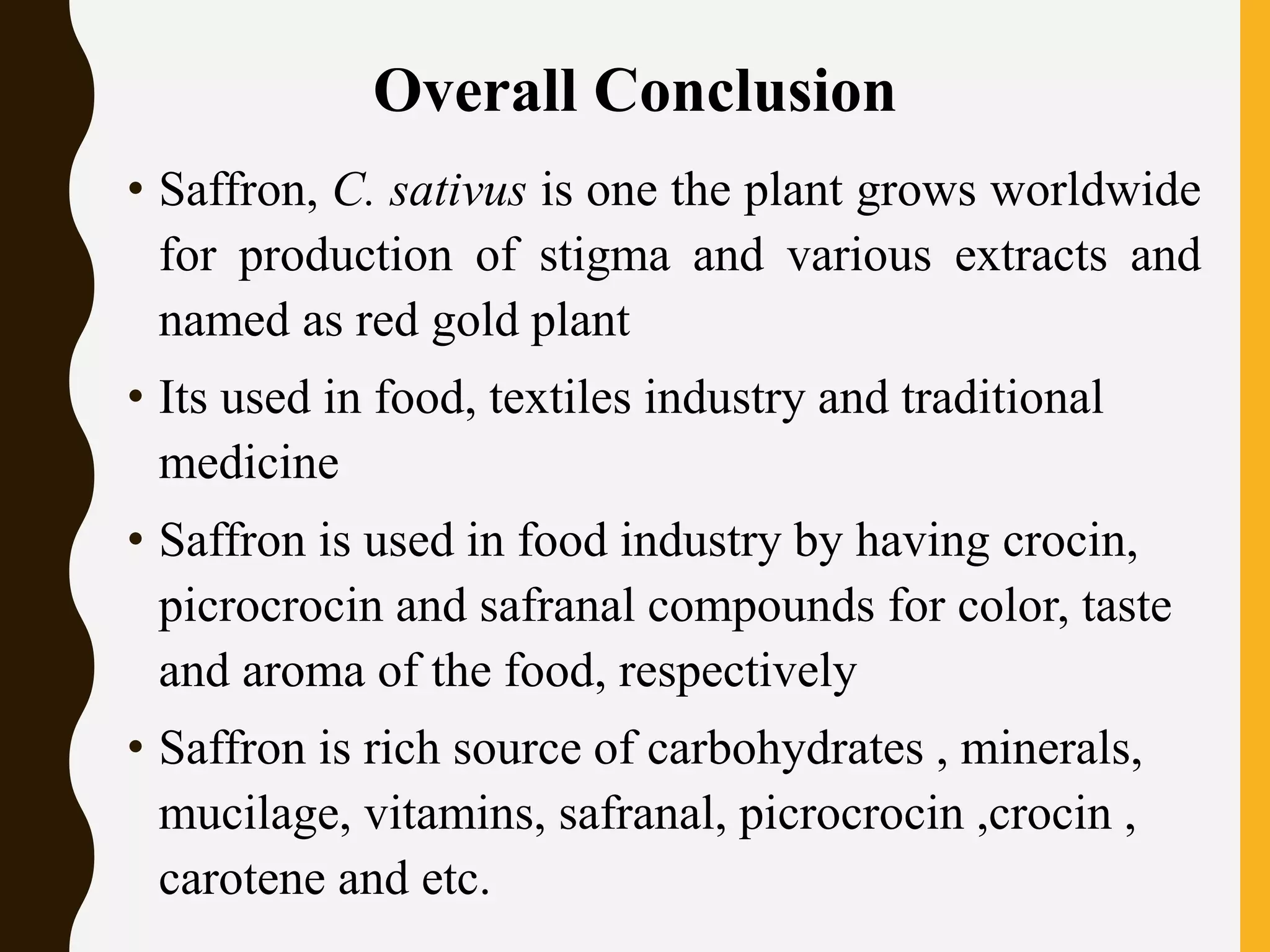 Uses of saffron in processed foods | PDF