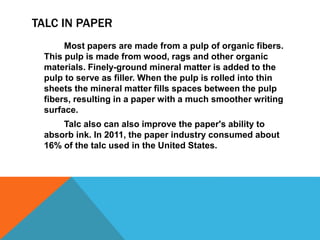 Uses of talc | PPTX