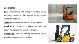 Uses of various devices & tools in loading & unloading, lifting ...