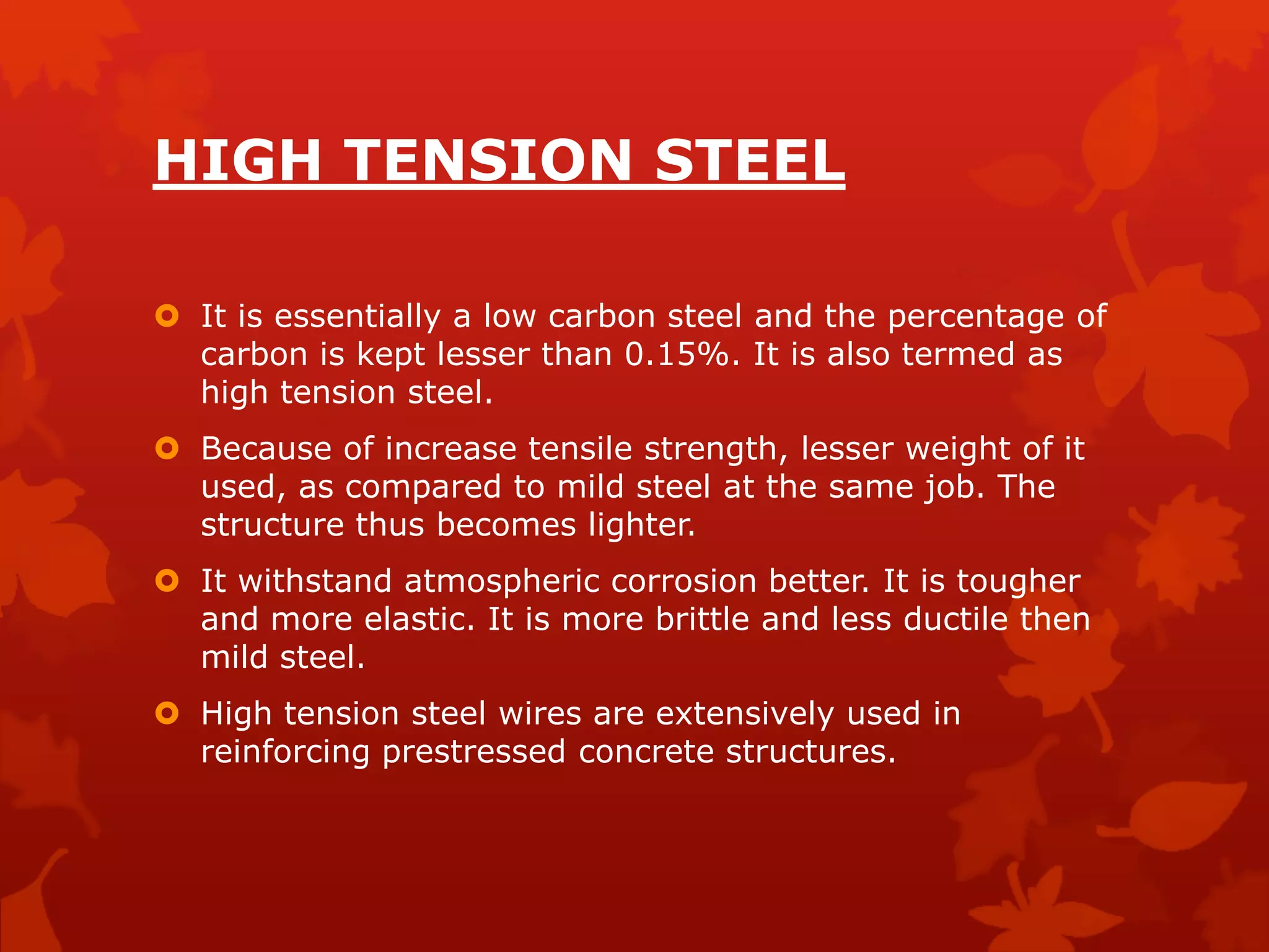 Uses of various steel in civil engineering | PPTX
