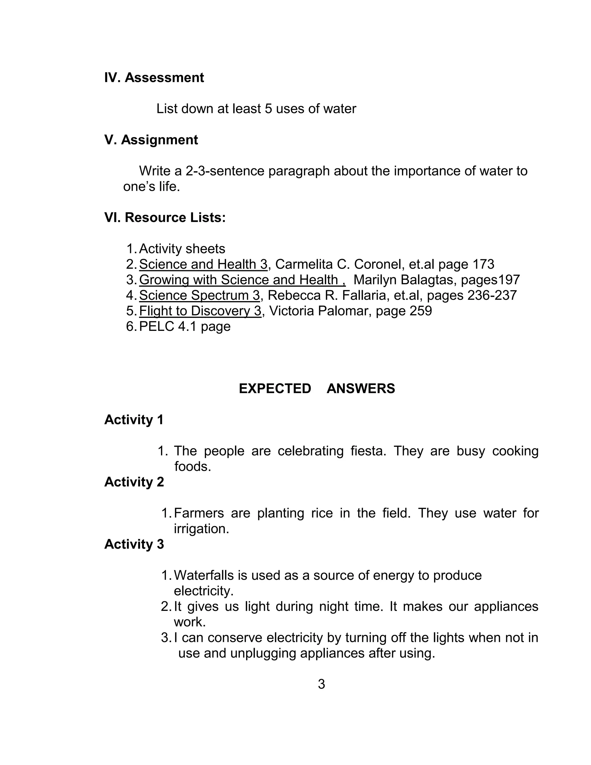 Uses of water final copy | PDF