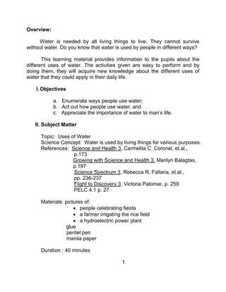 Uses of water final copy | PDF