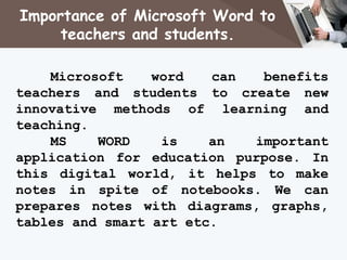 Uses of word, puiblisher, and excel | PPTX