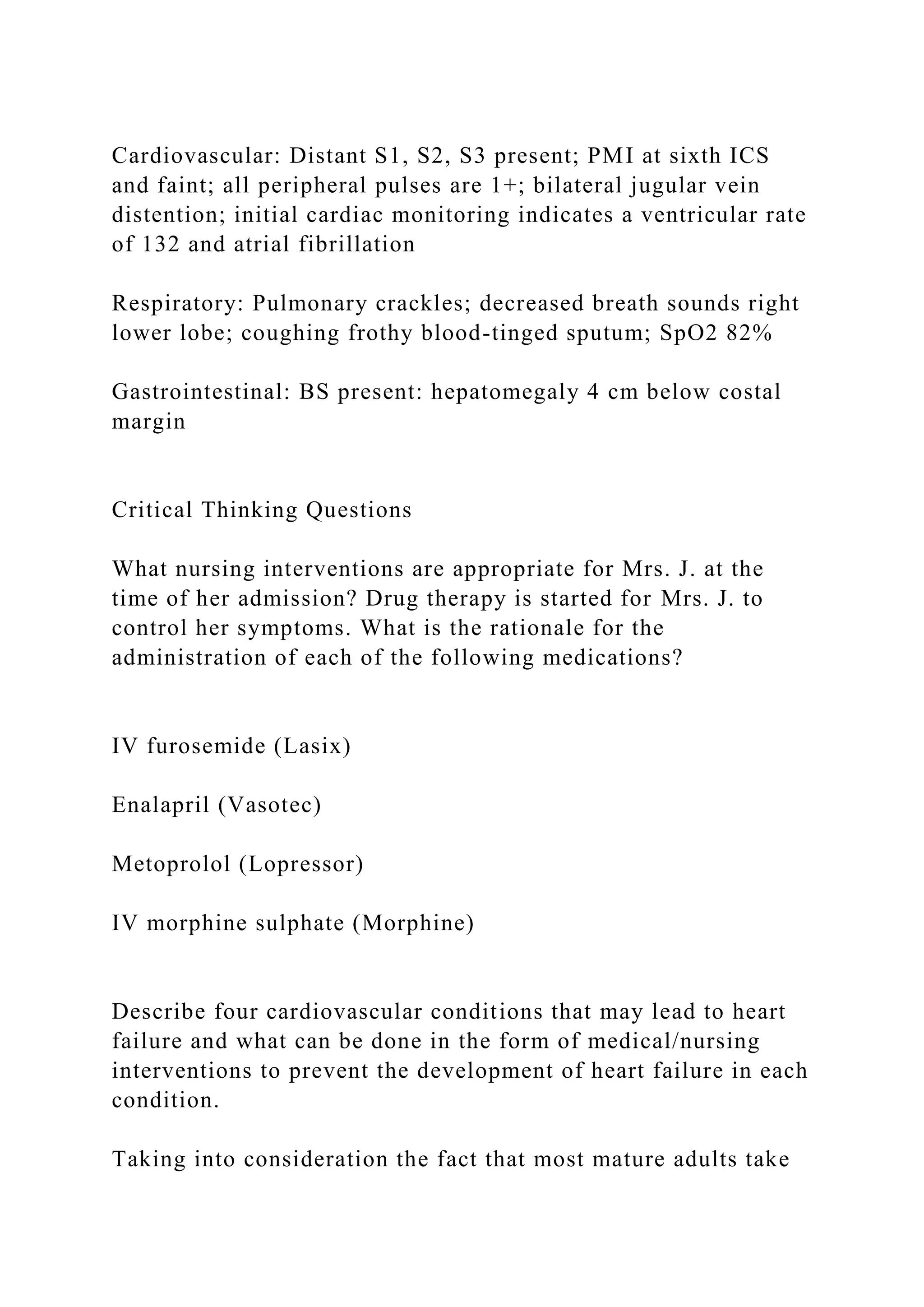 Use The Following Case Scenario Subjective Data And Objective Docx