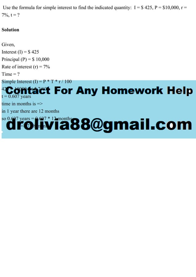 Use the formula for simple interest to find the indicated quantity .pdf