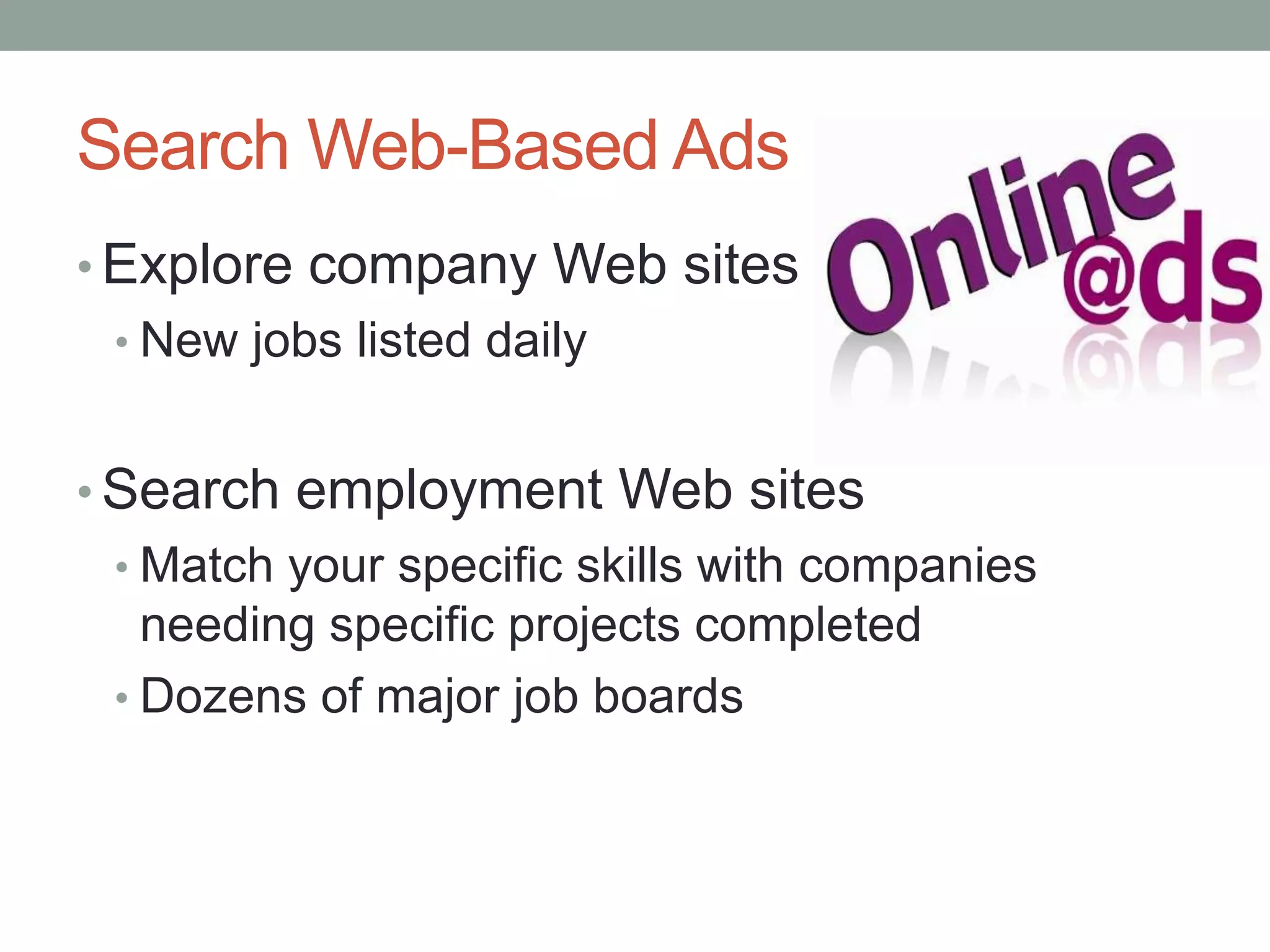 Use the internet to find a job | PPT