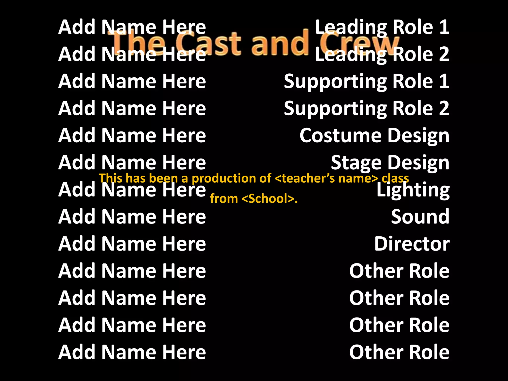 Use The Rolling Credits Slide Template To End A Group Presentation ...