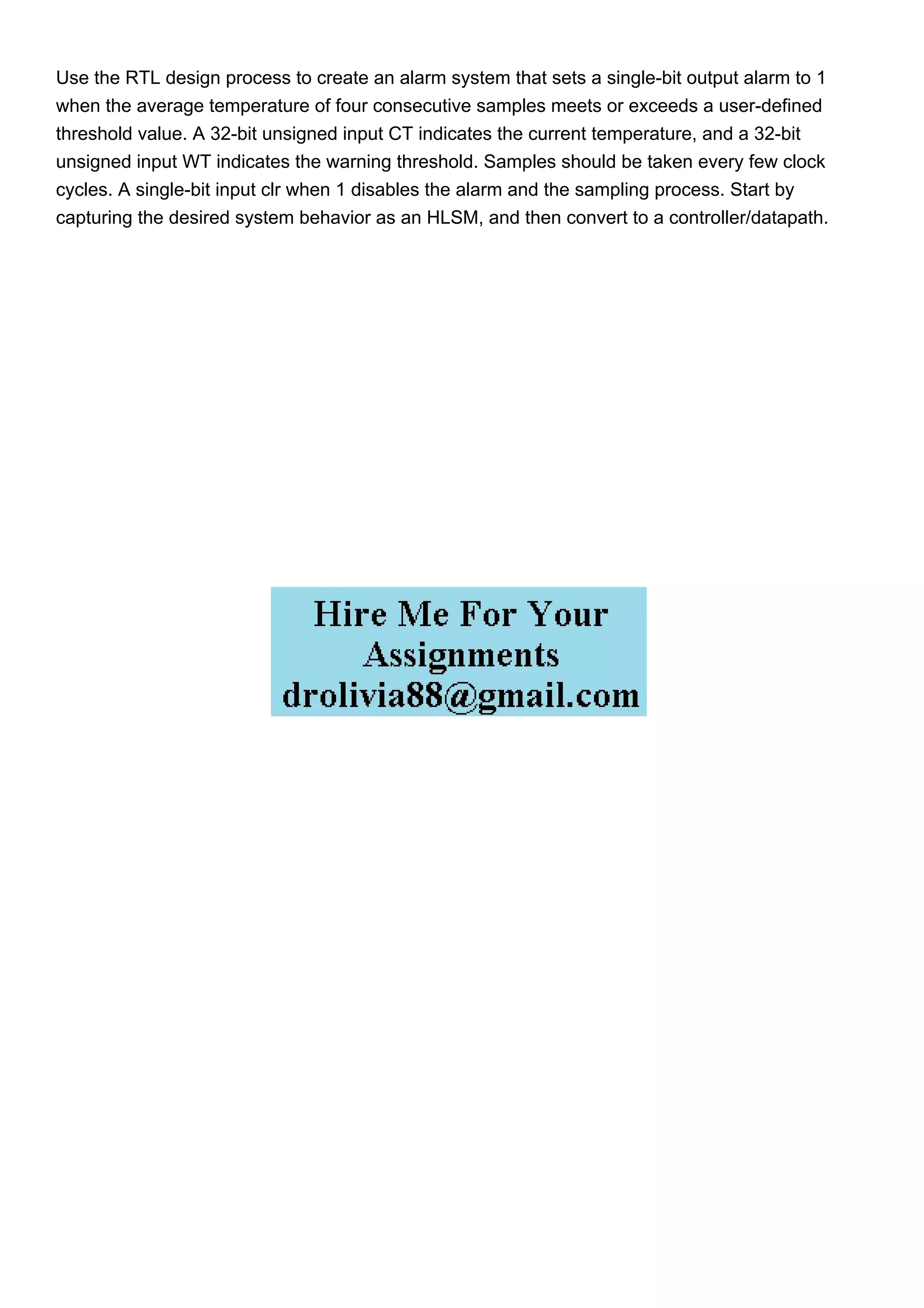 Use the RTL design process to create an alarm system that se.pdf