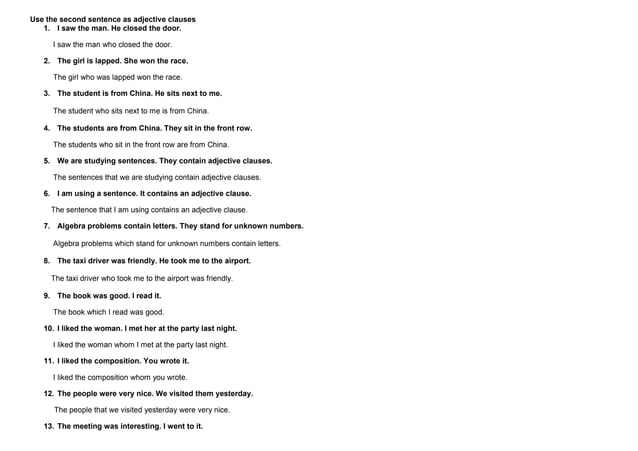 Use the second sentence as adjective clauses,jpg | PPT