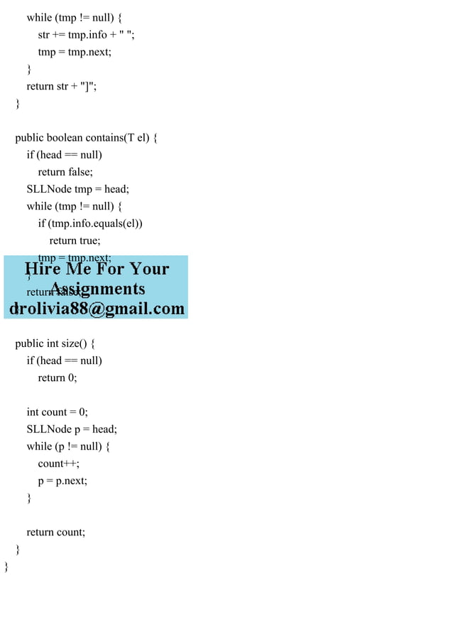 Use the singly linked list class introduced in the lab to implement .pdf