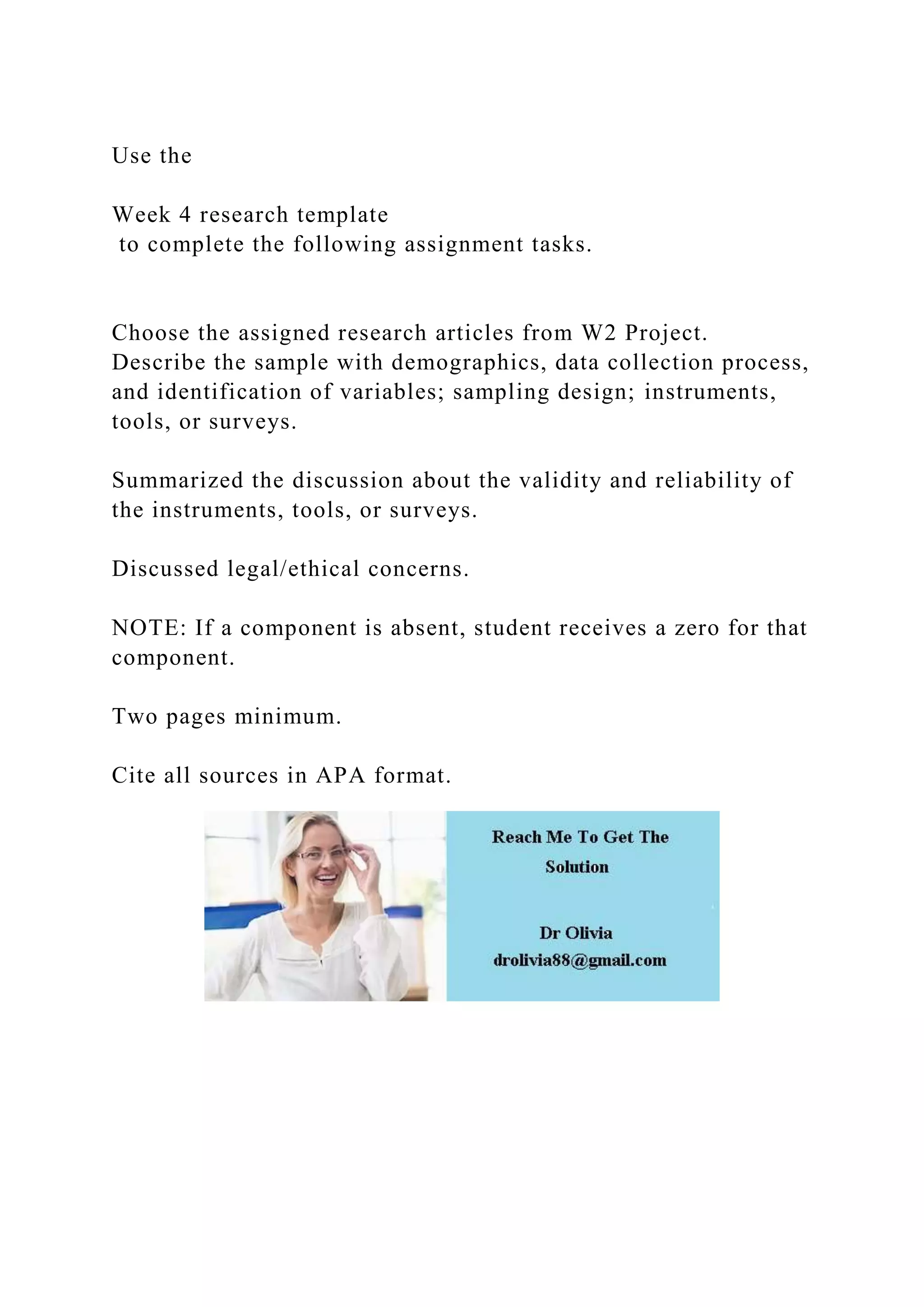 Use theWeek 4 research template to complete the following assi | PDF