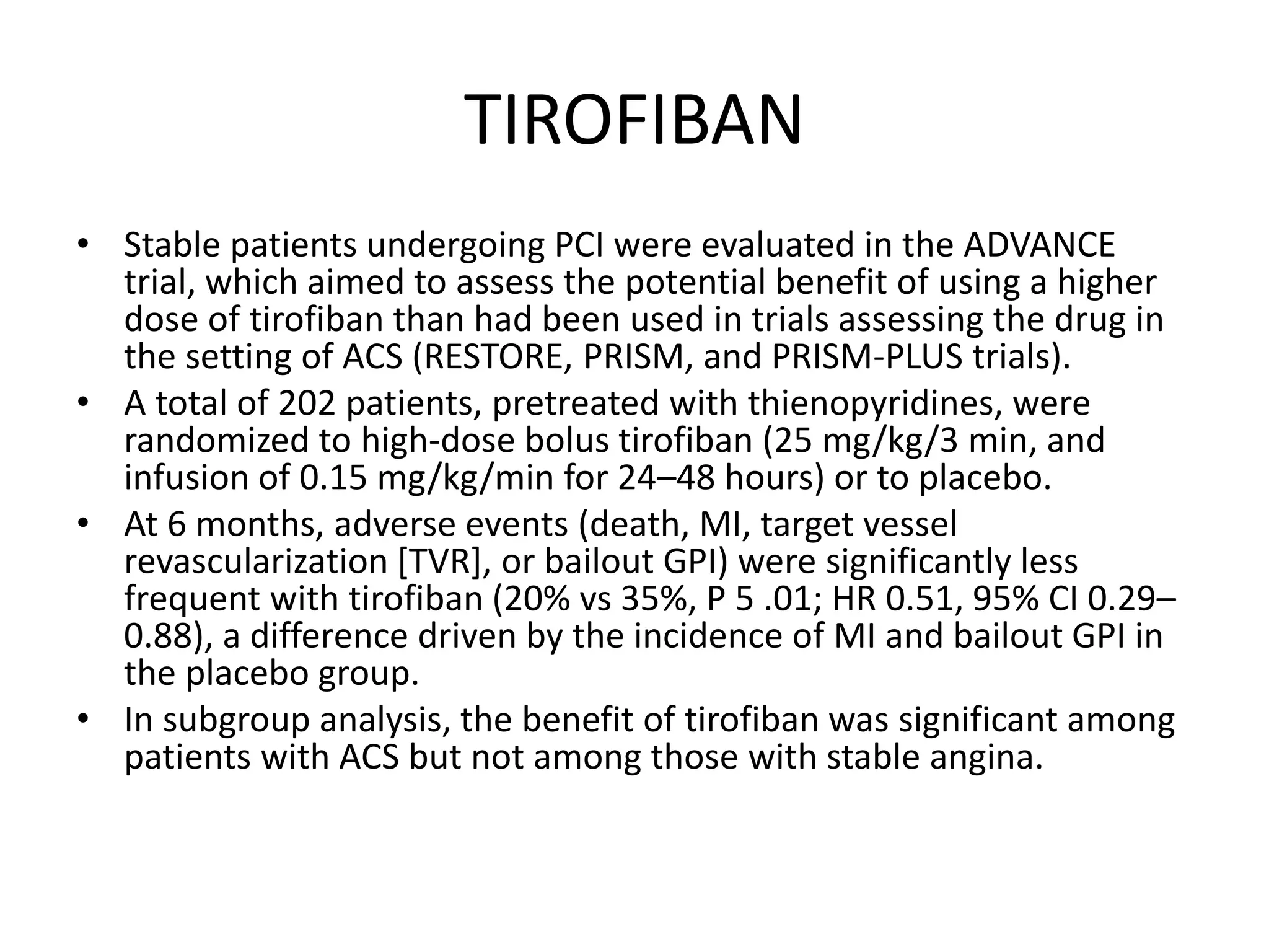 current status of GP2B3A inhibitors in PCI | PPTX