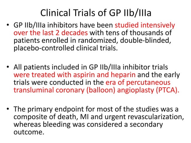 current status of GP2B3A inhibitors in PCI | PPTX
