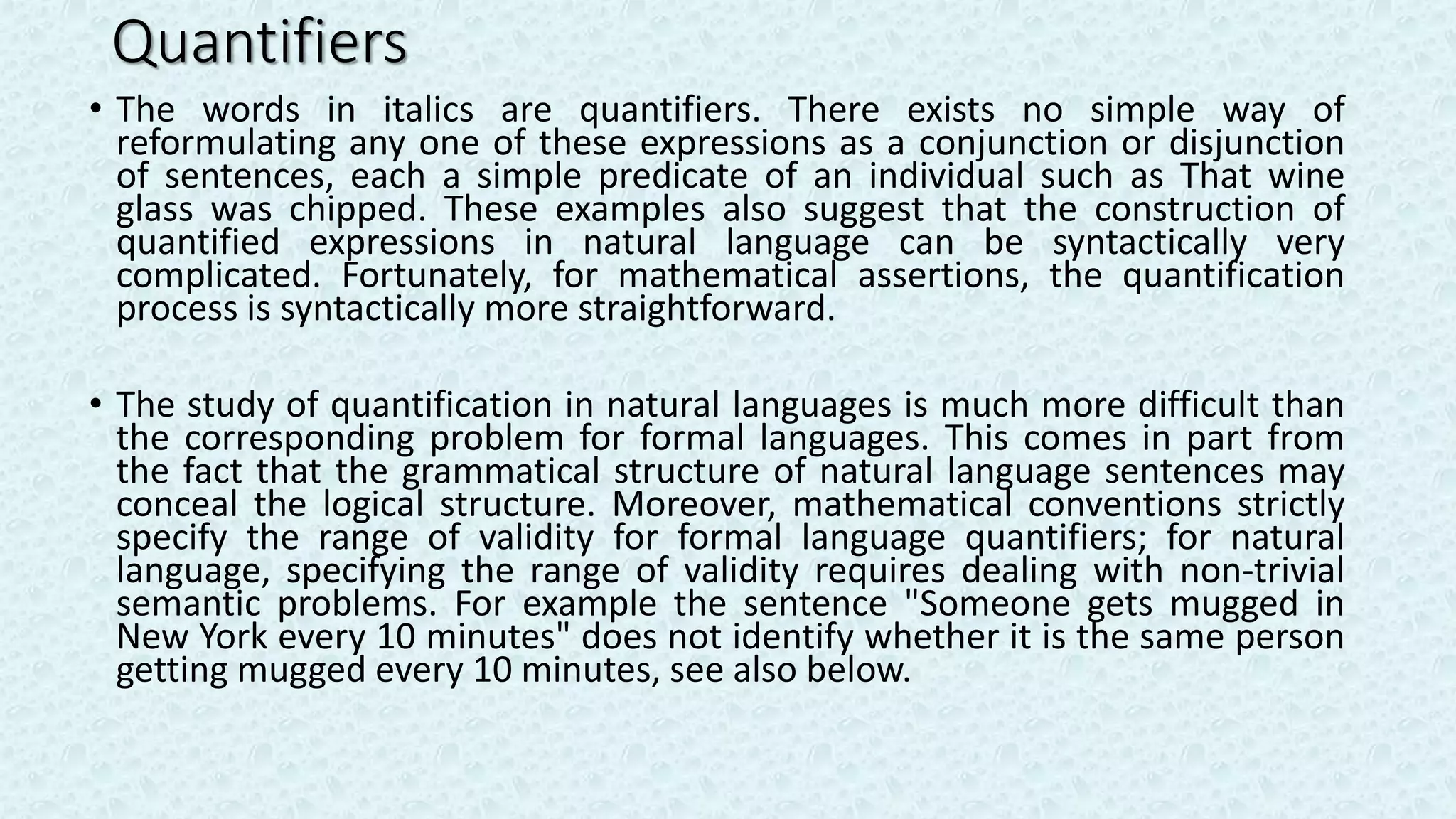 Use verbs and Quantifiers | PPTX