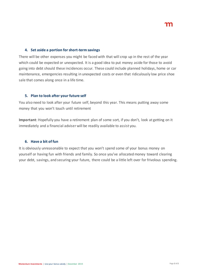 Use your bonus wisely | PDF