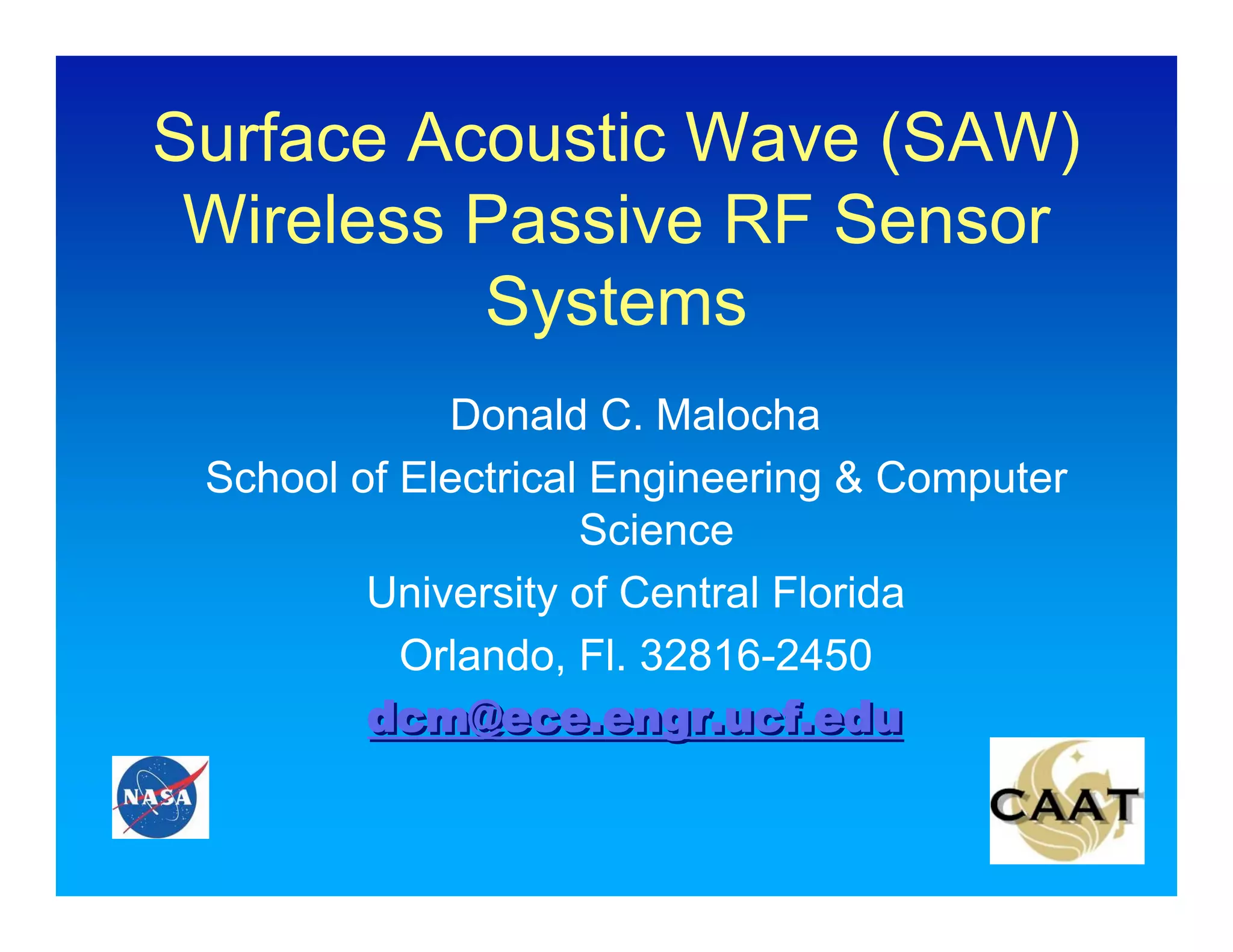 Surface Acoustic Wave (SAW) Wireless Passive RF Sensor Systems | PDF
