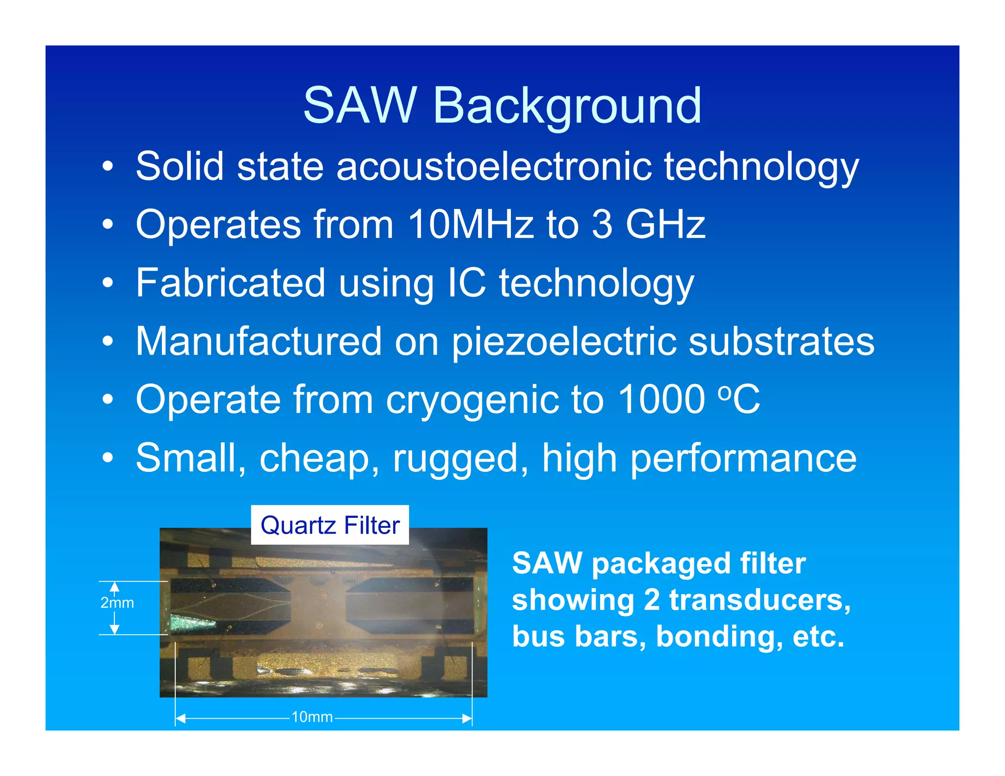 Surface Acoustic Wave (SAW) Wireless Passive RF Sensor Systems | PDF