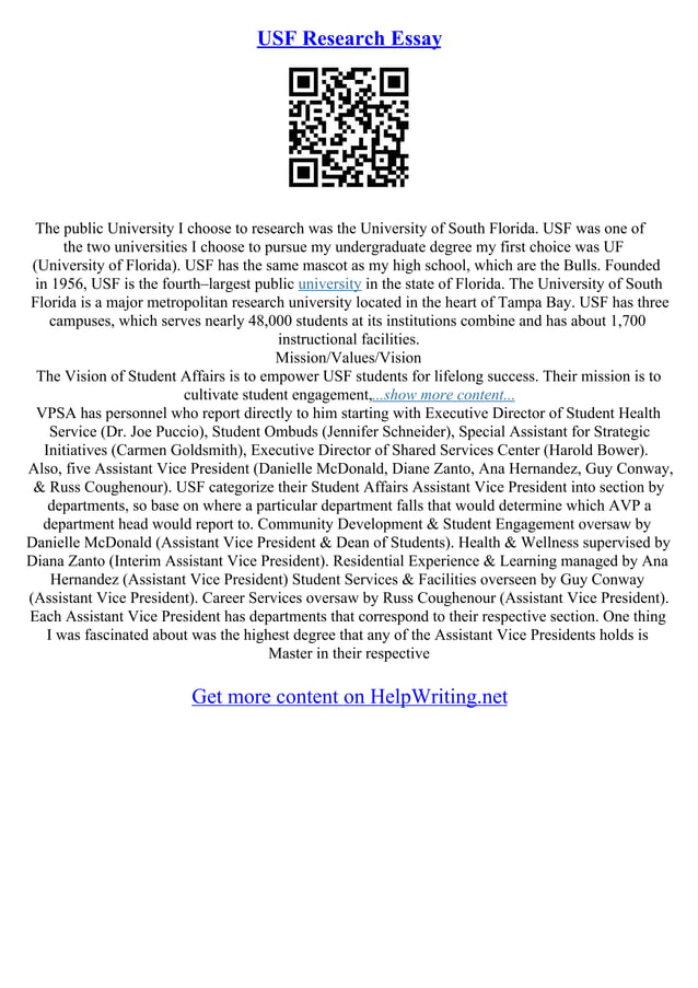 Usf Application Essay | PDF
