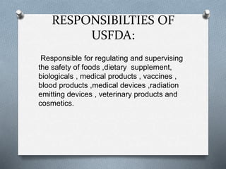 USFDA | PPTX | Pharmaceutical Industry | Industries