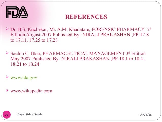 USFDA | PPT | Pharmaceutical Industry | Industries