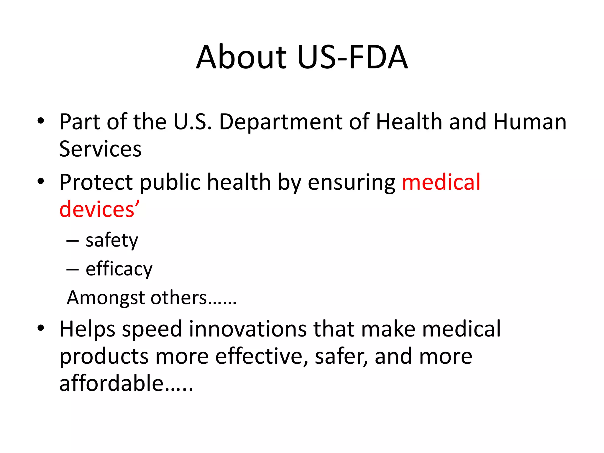 US FDA Medical Device or Equipment | PPTX
