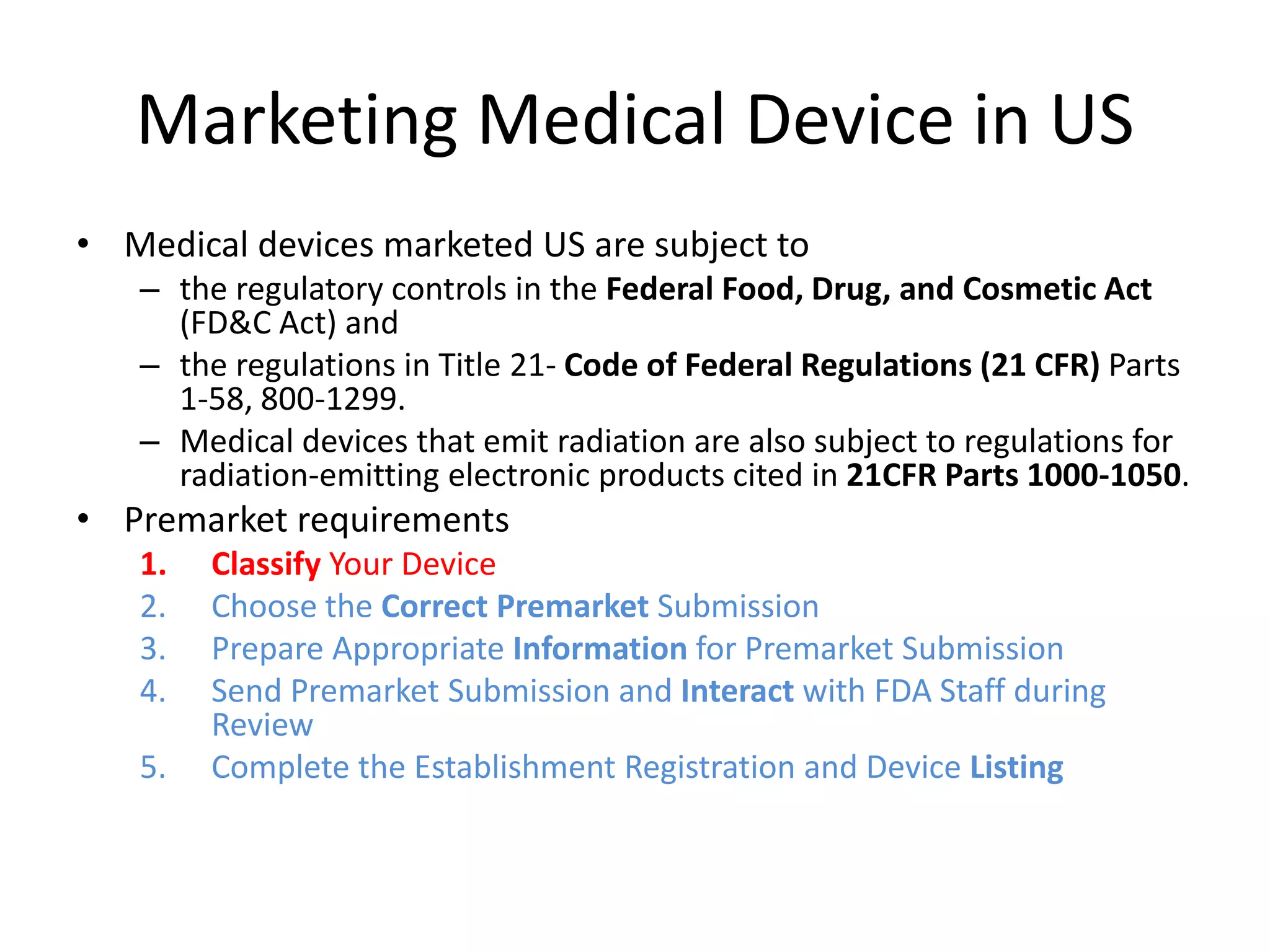 US FDA Medical Device or Equipment | PPTX