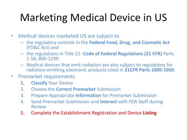 US FDA Medical Device or Equipment | PPTX