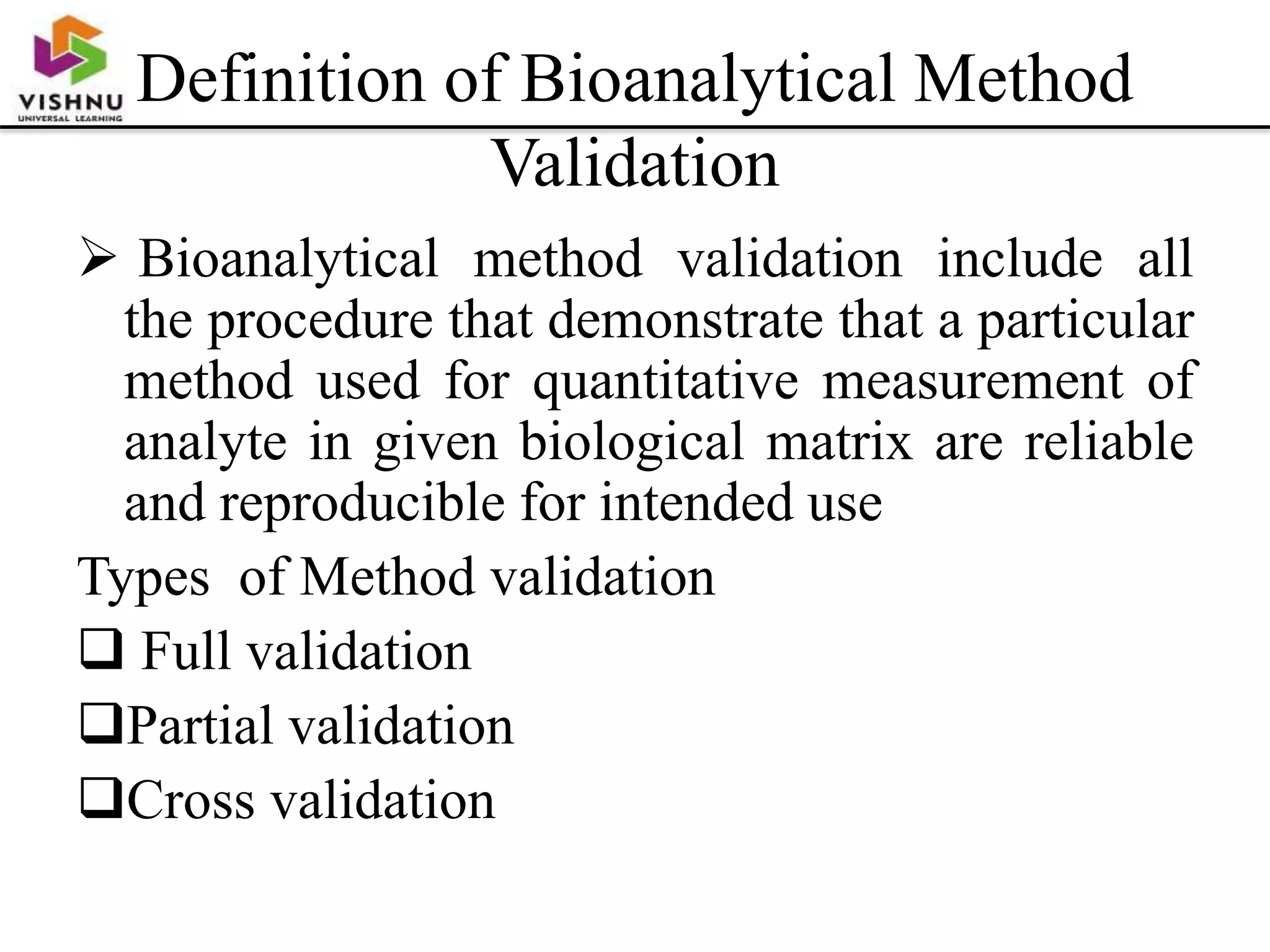 USFDA bio analytical method development and validation | PPTX