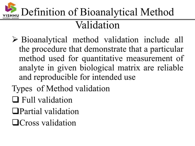 USFDA bio analytical method development and validation | PPTX | Biotech ...