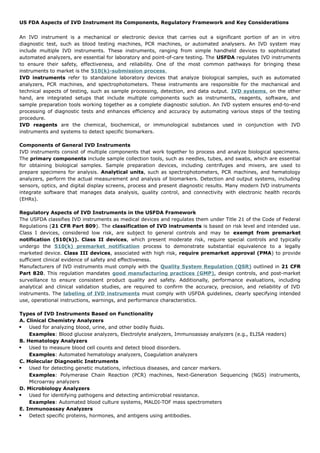 US FDA Aspects of IVD Instrument its Components, Regulatory Framework ...