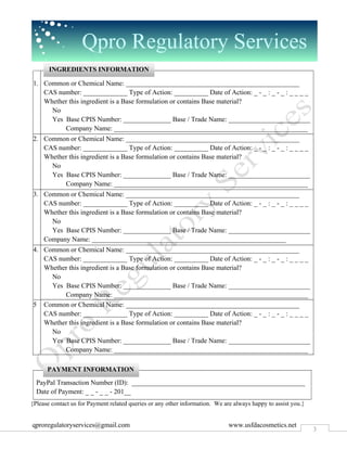 US FDA Cosmetic Product Ingredient Statements Filing_CPIS_Form_Qpro ...
