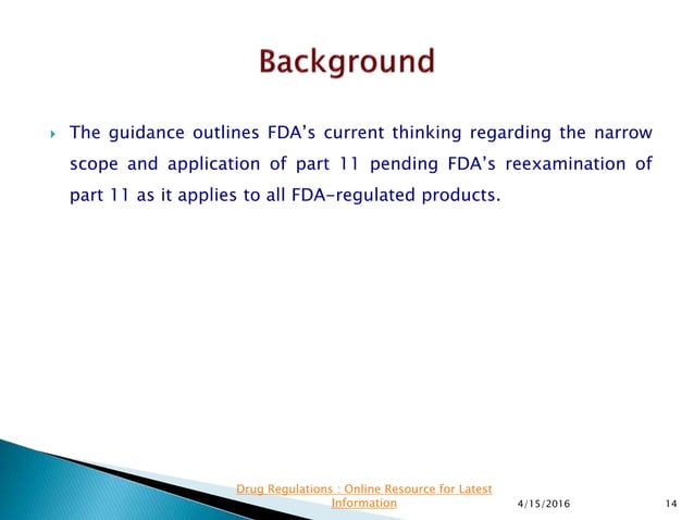 Presentation on US FDA Data Integrity Guidance. | PPTX | Pharmaceutical ...
