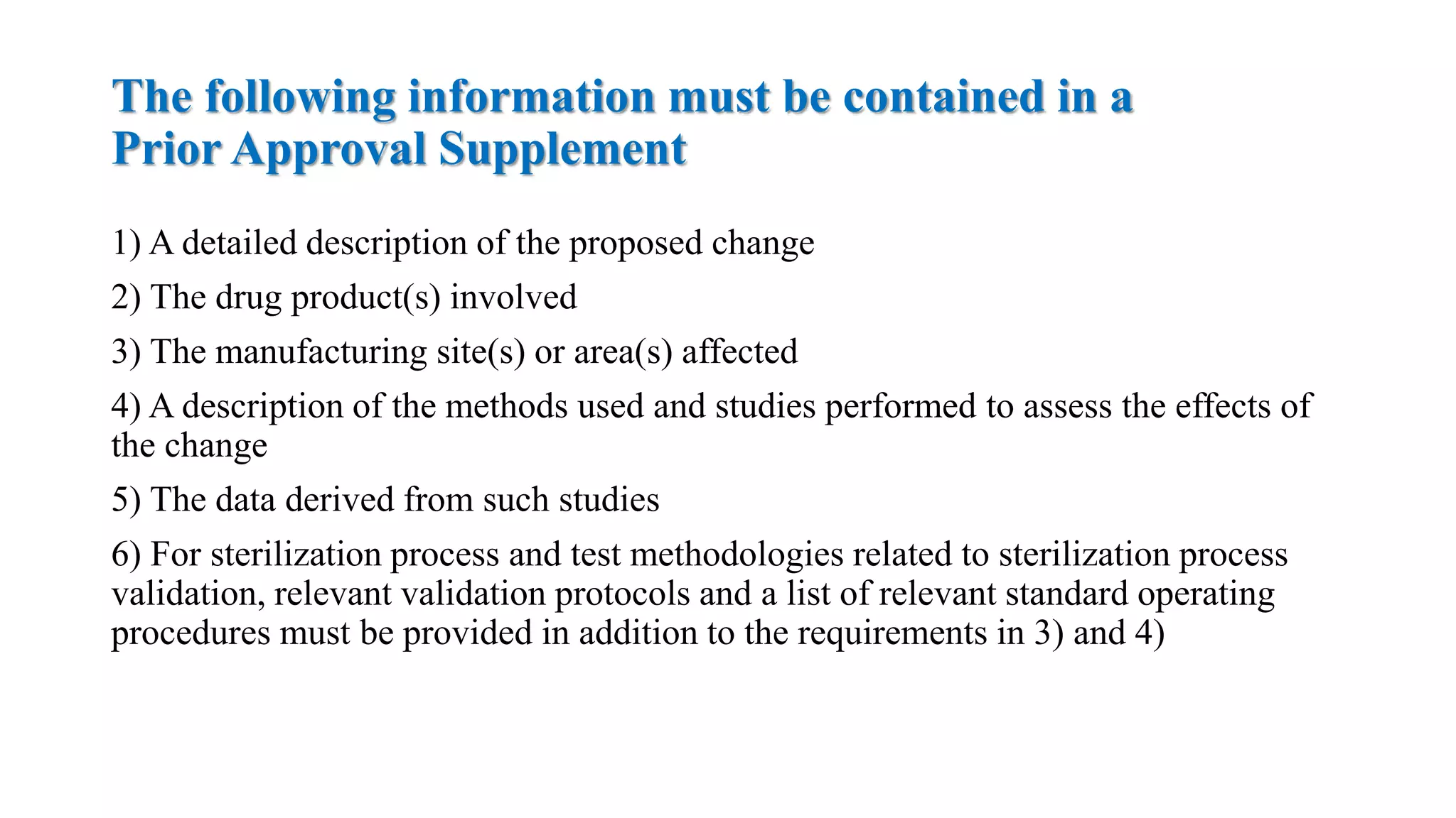 US FDA post approval changes | PPTX