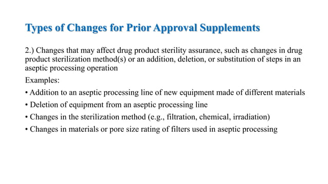 US FDA post approval changes | PPTX