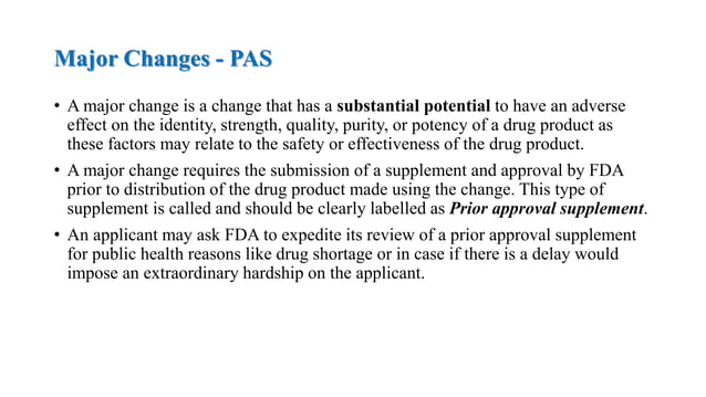 US FDA post approval changes | PPTX