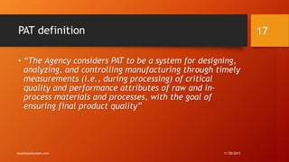 US FDA's PAT Guidance – 10 years and now | PPT