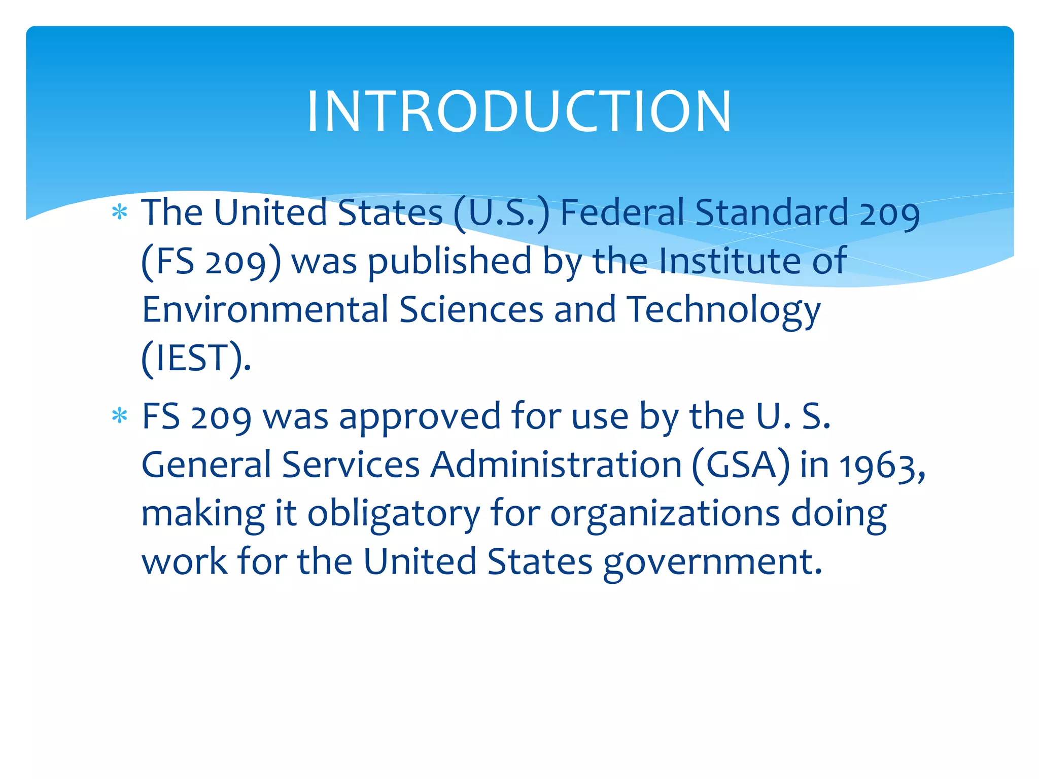 Us federal standard 209 E | PPTX