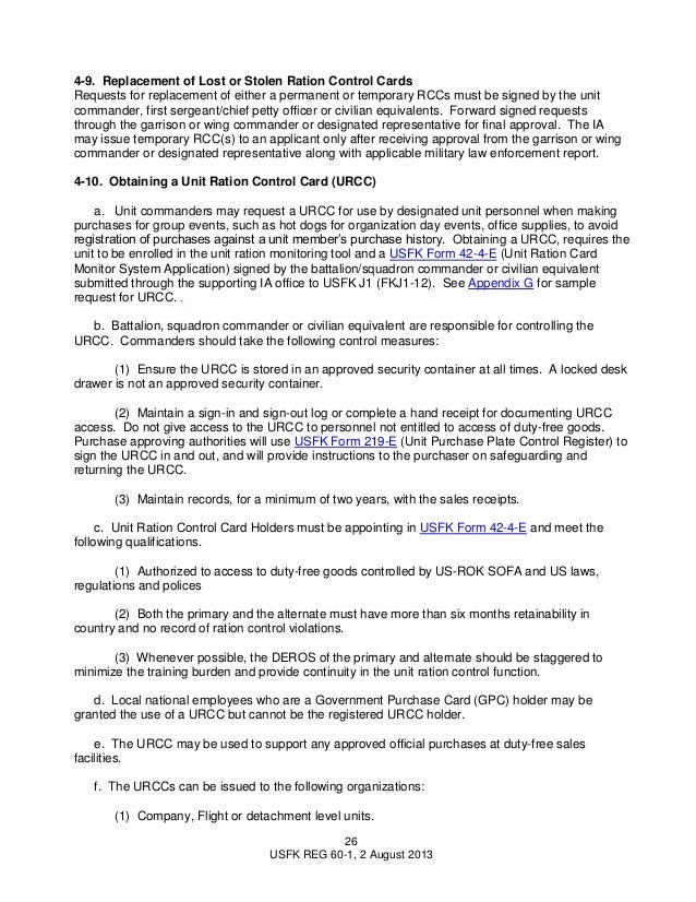 USFK Regulation 60-1 ACCESS TO DUTY-FREE GOODS