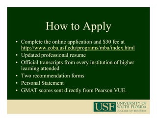 USF MBA Program 2009 2010 | PPT