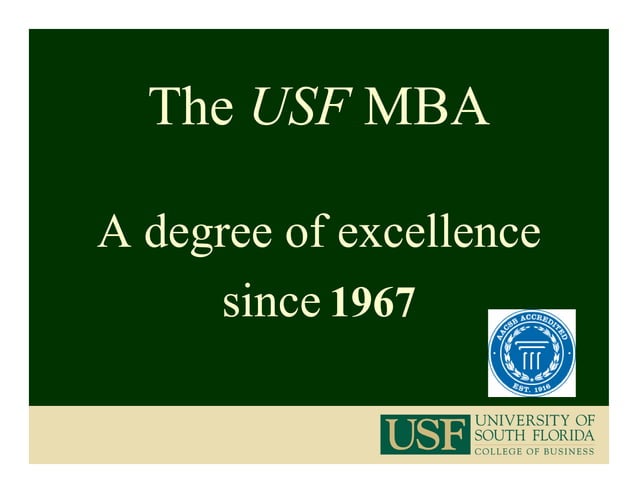 USF MBA Program 2009 2010 | PPT