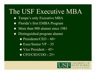 USF MBA Program 2009 2010 | PPT