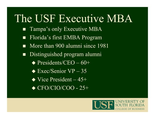 USF MBA Program 2009 2010 | PPT