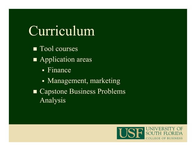 USF MBA Program 2009 2010 | PPT